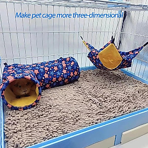 EAEDMY Guinea Pig Rat Tunnel Ferret Hammock, Small Animal Corner Tunnel & Tubes & Bed for Hedgehog Piggy Chinchilla Hideout Toys and Cage Accessories (1. Tunnel)