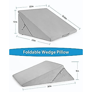 Lossey Wedge Pillow for After Surgery, Adjustable 9" & 12" Bed Wedge Pillow for Sleeping, Foldable Memory Foam Triangle Pillow for Snoring, Acid Reflux, GERD, Back and Leg