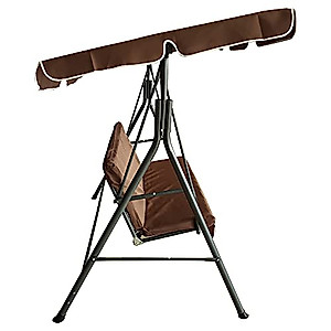 Outdoor Patio Swing Chair, 3-Seater Outdoor Adjustable Canopy Swing Glider, Weather Resistant Powder Coated Steel Frame, Suitable for Patio, Garden, Poolside, Balcony (Coffee)