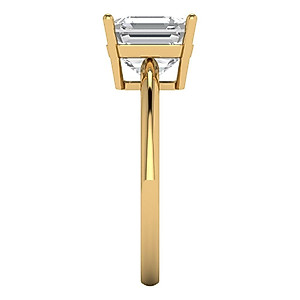 Clara Pucci 2.5 ct Asscher Cut Solitaire Moissanite Engagement Wedding Bridal Promise Anniversary Ring 18K Yellow Gold Size 3.5