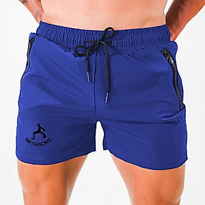 MAIKANONG Mens Workout Gym Shorts Quick Dry Running Shorts with Liner Training Athletic Shorts with Zipper Pockets Navy