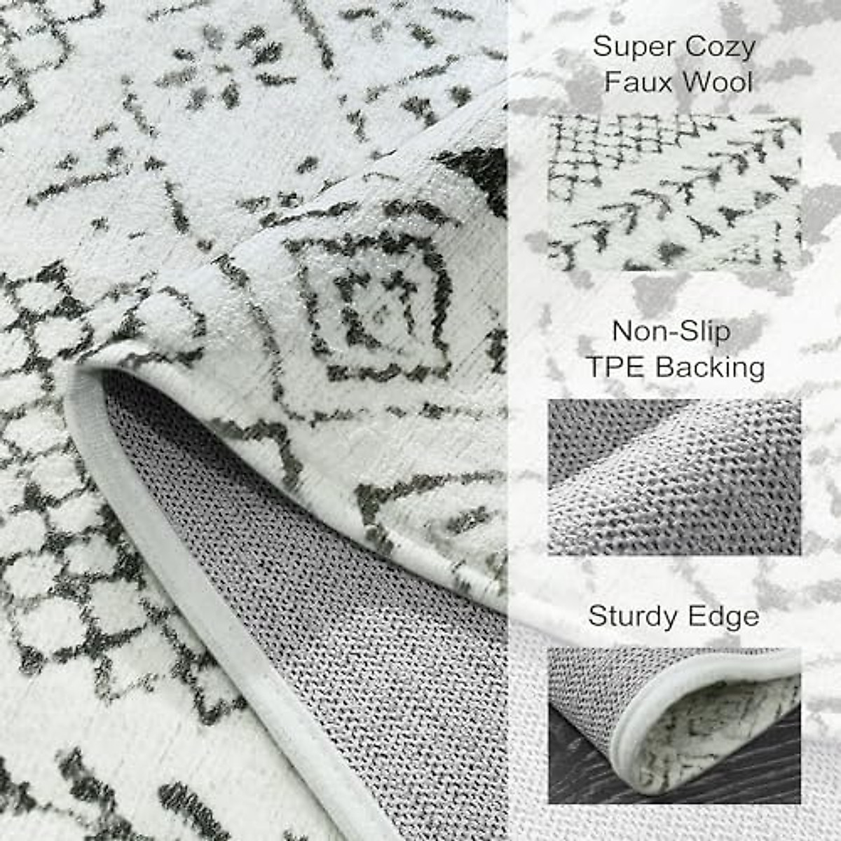 Uphome Moroccan Washable Runner Rug 2x6, Soft Non-Slip Geometric Hallway Rug Runner, Modern Boho Diamond Bathroom Runner, Farmhouse Bohemian Printed Throw Carpet for Kitchen Porch Sofa Bedroom