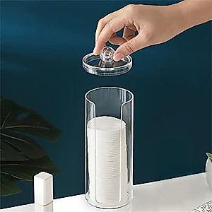 Cosmetic Cotton Pad Holder, Acrylic Clear Cotton Rounds Holder with Lid Cotton Pad Organizer Container Dispenser for Bathroom Vanity Countertop