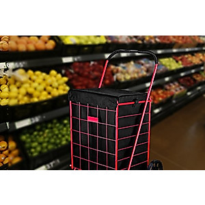 Shopping Cart Liner - 18" X 15" X 24" - Square Bottom Fits Snugly Into a Standard Shopping Cart. Cover and Adjustable Straps for Easy and Secure Attachment. Made from Waterproof Material, Black