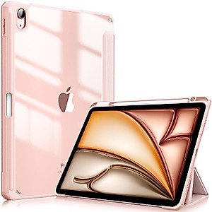 Fintie Hybrid Slim Case for iPad Air 11-inch M3 (2025) / M2 (2024), iPad Air 5th (2022) / 4th Generation (2020) 10.9 Inch - Shockproof Cover with Clear Back Shell & Pencil Holder, Rose Gold