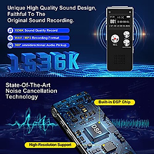 32GB Digital Voice Recorder - Voice Activated Recorder with Playback, Portable Tape Recorder for Lectures, Meetings, Interviews, Audio Recorder with Microphone USB Cable, MP3 Player