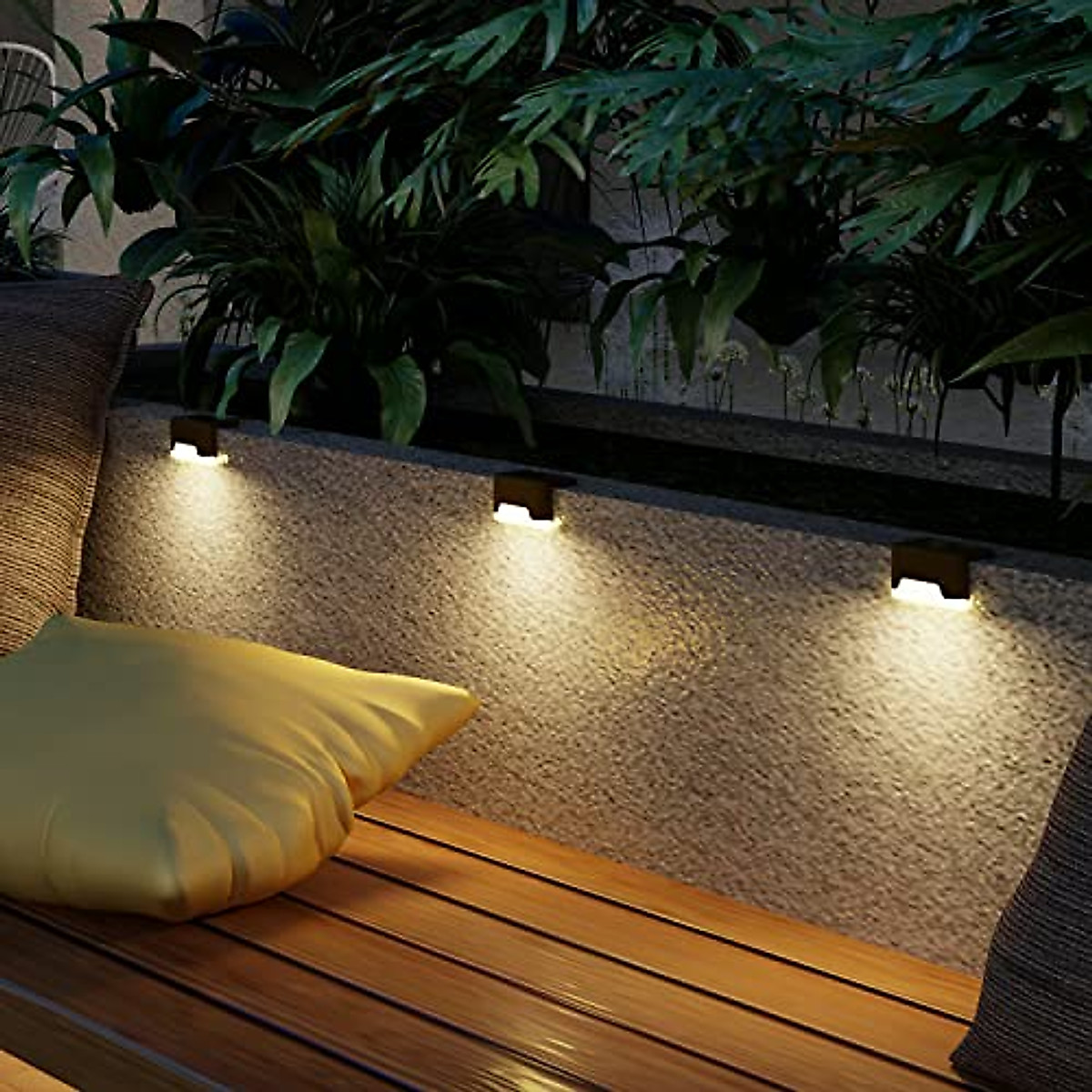 Lioclsx Solar Deck Lights Outdoor, 16 Pack Solar Fence Lights Waterproof Solar Led Lights for Stairs, Step, Garden, Yard, Flower Bed and Patio,Warm White