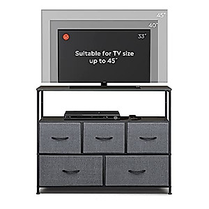 WLIVE 5-Drawer Dresser and 8-Drawer Dresser Set, Fabric Storage Tower for Bedroom, Hallway, Nursery, Closets, Tall Chest Organizer Unit with Textured Print Fabric Bins, Steel Frame, Wood Top, Easy Pul