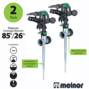 Melnor 65176AMZ Pulsating Sprnk w/Spike Sprinkler Bundle, Green, Black