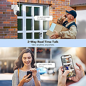 GMK Solar Security Cameras Wireless Outdoor, 2K Pan Tilt 360° View Battery Powered 2-Way Talk Outdoor Camera Wireless 3MP PTZ WiFi Surveillance Cam Cloud/SD Storage Color Night Vision Spotlight/Siren