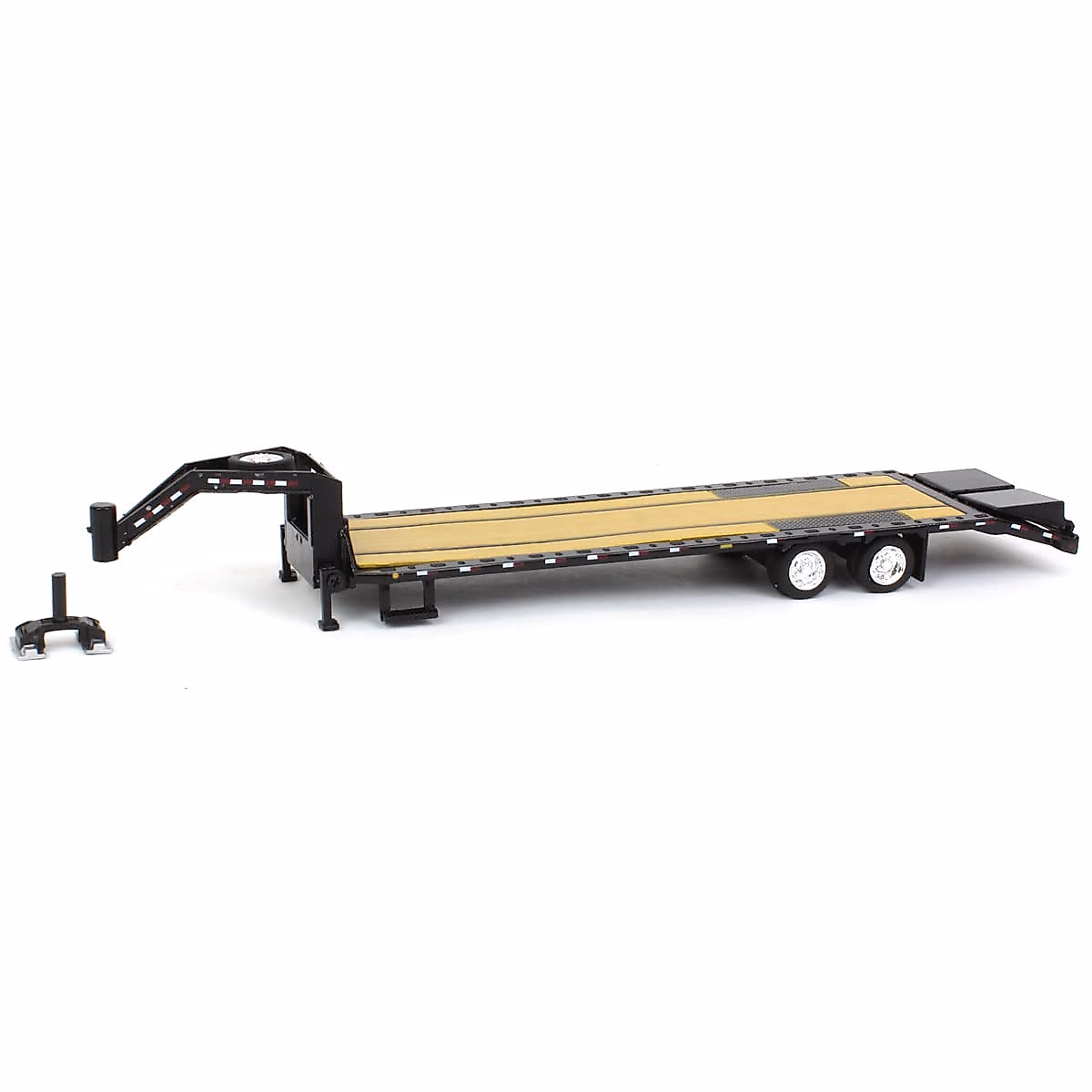 Greenlight 30390 Gooseneck Trailer - Black with Red and White Conspicuity Stripes (Hobby Exclusive) 1:64 Scale Diecast