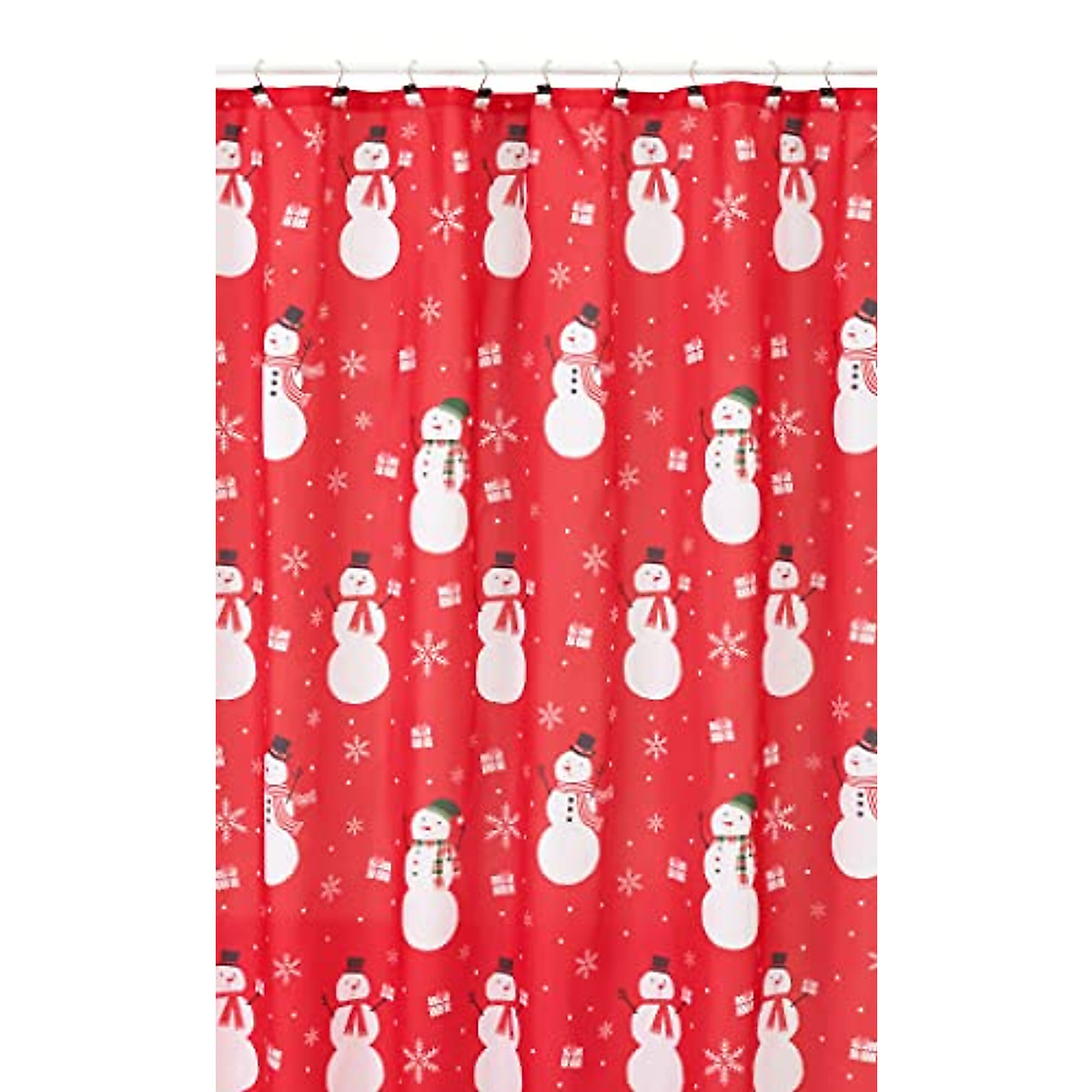 Indecor Home 17-Piece Snowman Christmas Holiday Bathroom Decoration Accessory Set | Bath Rug/Mat | Resin Soap/Lotion Pump Dispenser | Shower Curtain | 12 Resin Hooks | 2 Hand Towels | Gift Box Set