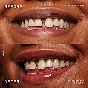 NYX PROFESSIONAL MAKEUP Fat Oil Lip Drip, Moisturizing, Shiny and Vegan Tinted Lip Gloss - Newsfeed (Rose Nude)