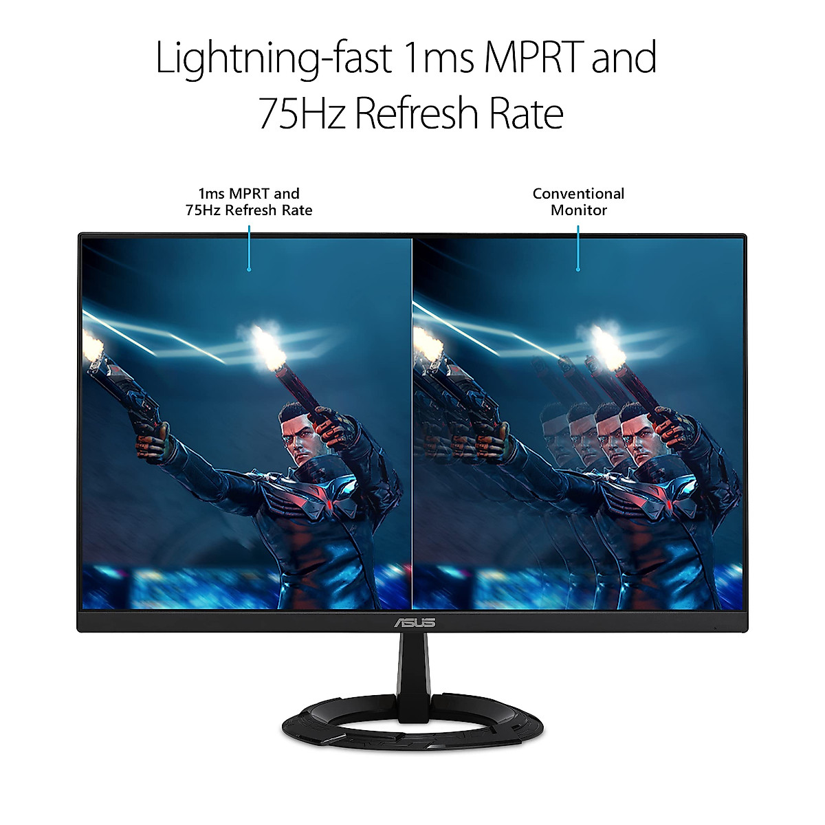 ASUS 23.8” 1080P Gaming Monitor (VZ249QG1R) - Full HD, IPS, 75Hz, 1ms, Extreme Low Motion Blur, Speakers, FreeSync, Eye Care, VESA Mountable, Ultra-Slim, DisplayPort, HDMI, Tilt (Renewed)