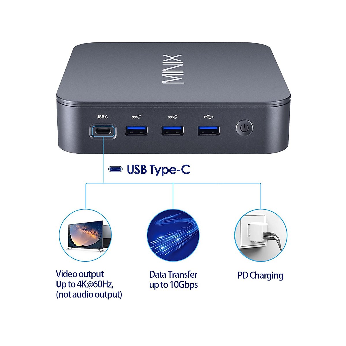 MINIX NEO J51-C8 Max Mini Computer, 8GB/512GB M.2 PCIe NVMe SSD Windows 11 Pro, Aluminum/Wi-Fi6/Dual 2.5GB LAN/USB-C/Triple Display/4K/Auto Power On/PXE Boot/RTC/Vesa Mount