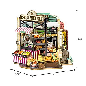 ROBOTIME DIY Miniature Dollhouse Kit with Furniture Miniature Room Kit for Adults 1:24 Scale Dollhouse - Carl's Fruit Shop