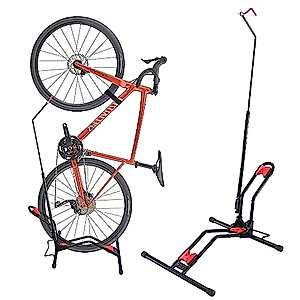 JAPUSOON Upright Bike Stand, Adjustable Vertical Bike Rack for Indoor Bike Storage - Garage & Home, Space-Saving Vertical & Horizontal Bike Rack Garage, Fit Most 20''-29'' Bike