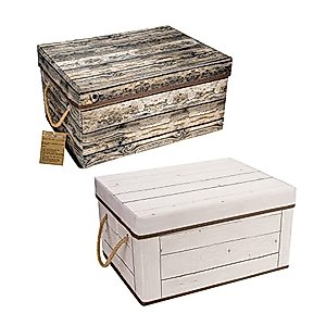 Livememory Storage Bins with Lids - 2 Pack, Decorative Storage Boxes with Lids and Handles