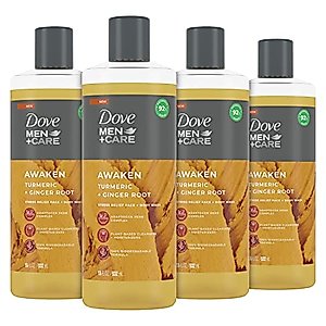 DOVE MEN + CARE Face + Body Wash For Men Awaken Turmeric + Ginger Root 18 oz 4 Count