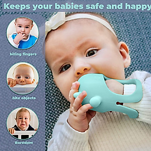 Towwi Teething Toys for Babies 0-6 Months Never Drop Hippo Teething Toys for Babies 6-12 Months Infants, Baby Chew Toys for Sucking Needs, Hand Pacifiers Baby Toys 6 to 12 Months
