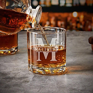 HomeWetBar Quinton Monogram Engraved Whiskey Glass (Personalized Product)
