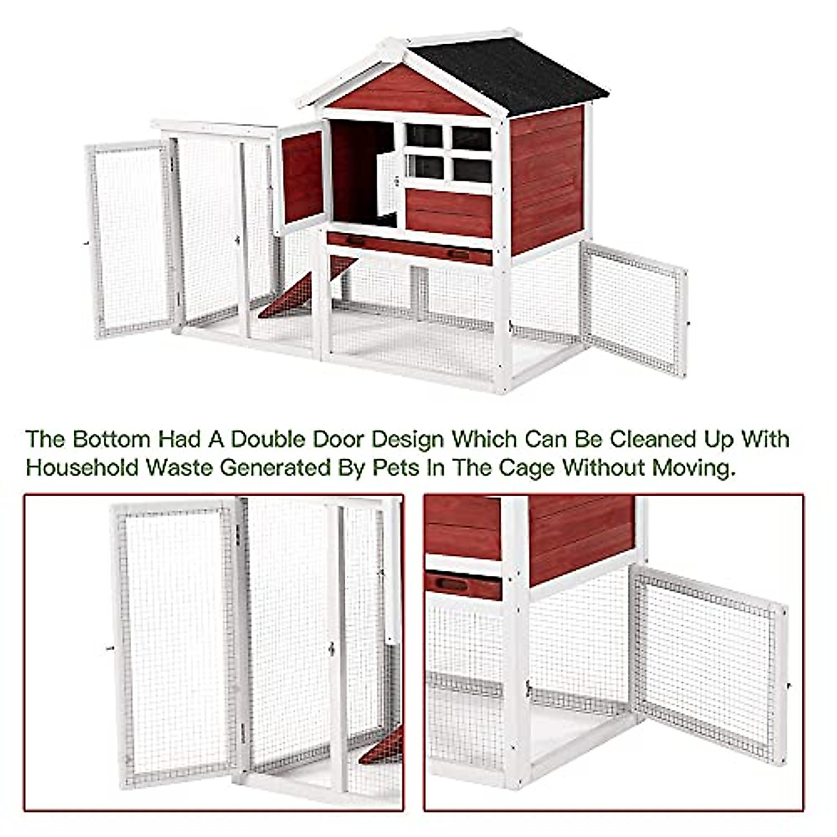 xinaier Rabbit Hutch Rabbit Cage Indoor Rabbit Hutch with Run Outdoor Large Rabbit House,Guinea Pig House 48" x20.2" x37.05" (W x D x H)