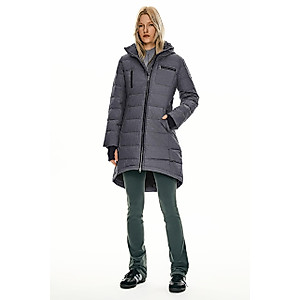 Orolay Women's Down Jacket Coat Mid-Length Darkgrey XL