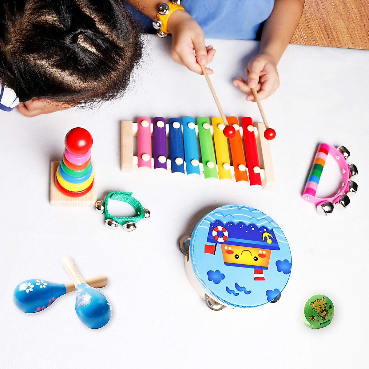 Kids Musical Instruments For Toddlers,Baby Musical Toys For Toddlers,Kid Toys For Girl Gifts,First Birthday Gifts For Boys,Kids Xylophone,Maracas For Baby,Wooden Instruments Toddler Toys With Bag