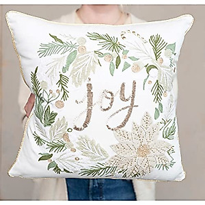 Creative Co-Op 18" Square Beaded Cotton Pillow