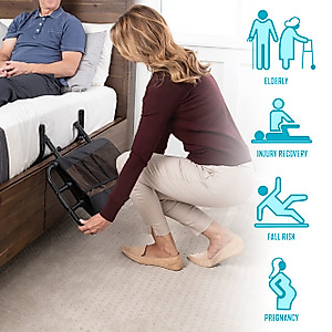 Stander EZ Adjust Bed Rail, Adjustable Senior Bed Rail and Bed Assist Grab Bar for Elderly Adults with Organizer Pouch