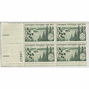 1958 Plate Block Minnesota US Stamp Scott #1106