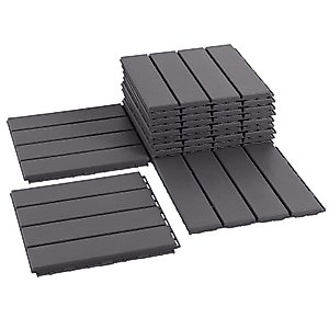 Interlocking Deck Tiles, 12 PCS 12” x 12” Patio Tiles Waterproof Plastic Outdoor Flooring Covering All Weather for Walkway Front Porch Poolside Balcony Backyard, Wood Grain Gray