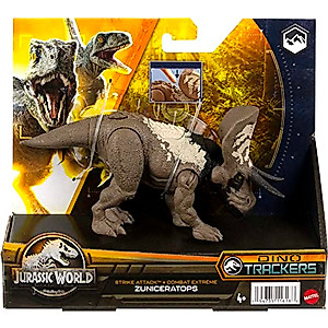 Mattel Jurassic World Strike Attack Zuniceratops Dinosaur Action Figure Toy with Attack Feature & Movable Joints