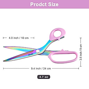 Fabric Scissors, 9" Titanium Coating Sewing Scissors, All Purpose Sharp Heavy Duty Fabric Scissors for Cutting Clothes Leather Classic Stainless Steel Professional Fabric Shears for Tailor Home, Pink