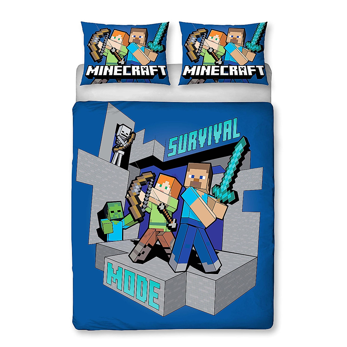 Minecraft Survive Double Duvet Cover and Pillowcase Set