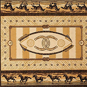 Western Horse Beige 5x7 Area Rug, 5'3x7'3