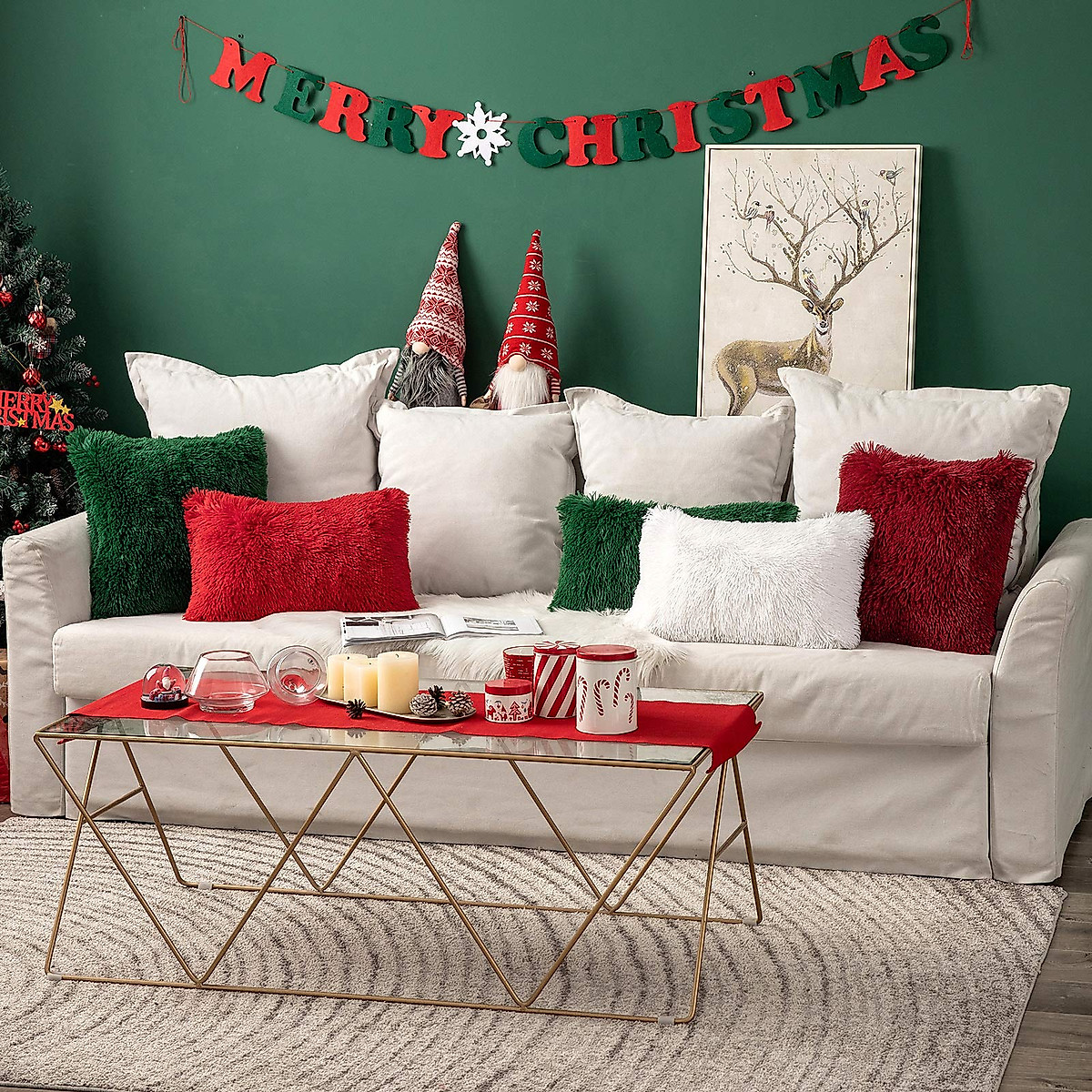 MIULEE Pack of 2 Luxury Faux Fur Decoration Throw Pillow Covers Deluxe Winter Cute Decorative Plush Pillow Case Cushion Cover Shell for Sofa Bedroom Car 16x16 Inch White