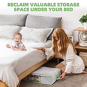 TAILI Under Bed Storage Container with Space saver bags, Large Capacity Foldable Clothing Storage Containers for Jackets Suits Coats Sweater with Clear Window and Reinforced Handle