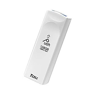 TCELL Push 128GB USB 3.2 Gen1(3.1/3.0) USB Flash Drive Read Speed up to 100MB/s, Retractable Design Memory Stick Thumb Drive, White