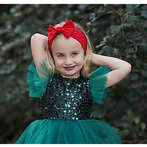 BABYGIZ Baby Girl Headbands-Infant,Toddler Cotton Handmade Hairbands with Bows Child Hair Accessories (Red)