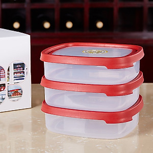 Wham 6PCS BPA Free Reusable Plastic Container Food Saving Storage Set Safe Food Box Set - Airtight, Leakproof, Microwave, Freezer & Dishwasher Safe, Set of 3, (4 Cup)