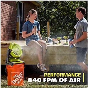 Ryobi ONE+ 18V Cordless 7-1/2 in. Bucket Top Misting Fan Kit with 1.5 Ah Battery and Charger