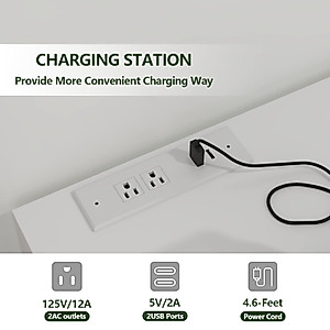 Loomie 6 Drawer Dresser for Bedroom, Wide Chest of Drawers with Charging Station and LED Lights, Traditional Bedroom Furniture, Modern Storage Dresser TV Stand for Living Room (White)