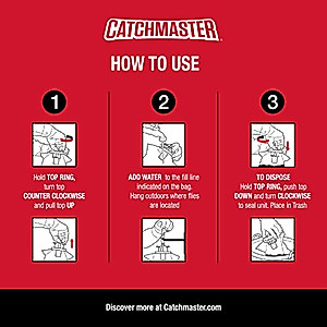 Catchmaster Pro Series Fly Bag 4-Pack, Hanging Fly Trap Outdoor Home, Bug Catcher and Flying Insect Trap with Natural Attractant, Pet Safe Pest Control, XL Bag for Backyard, Pool, Patio & Camping