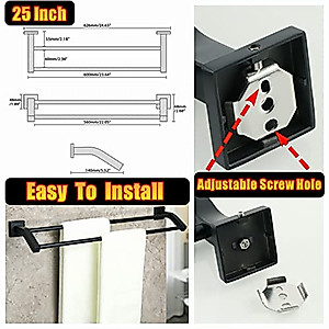 Alise Bath Double Towel Bars,Towel Hanger Towel Racks for Bathroom Lavatory,SUS304 Stainless Steel Towel Holder Towel Rail Wall Mount,GK9009-B Matte Black,25 Inch