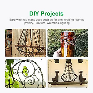 Suvunpo 49FT Barbed Wire,4 Point Barbed Wire Fence Perfect for Crafts, Fences, and Critter Deterrent,16 Gauge Barb Craft Wire Included a Pair of Gloves