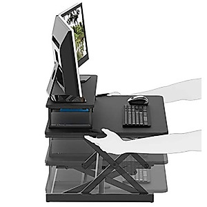 SHW 36-Inch Height Adjustable Standing Desk Sit to Stand Riser Converter Workstation, Black