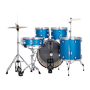 Ludwig Accent 5-piece Complete Drum Set with 20-inch Bass Drum and Wuhan Cymbals - Blue Sparkle