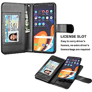 NJJEX Galaxy S20 Case, for Samsung Galaxy S20 Wallet Case 6.2", [9 Card Slots] PU Leather ID Credit Holder Folio Flip [Detachable] Kickstand Magnetic Phone Cover & Lanyard for Samsung S20 [Black]