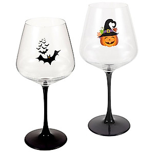 GANAZONO 2pcs Halloween Glass Cups Halloween Wine Goblet Halloween Cocktail Accessories Pudding Cups Halloween Drinking Glasses Halloween Wine Glasses Drinks Goblet Bat Style Water Cup